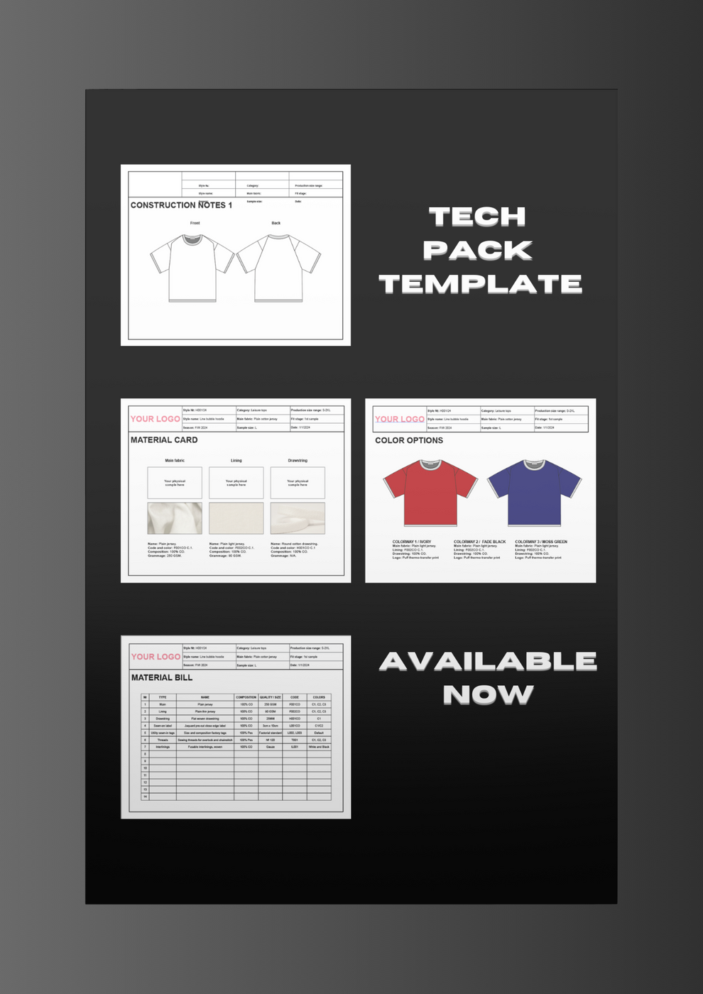Tech Pack Template/ fiche technique – Mockup Designer